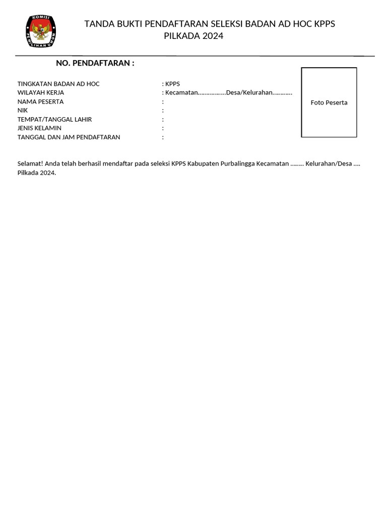 Tanda - Bukti - Penerimaan Berkas KPPS | PDF