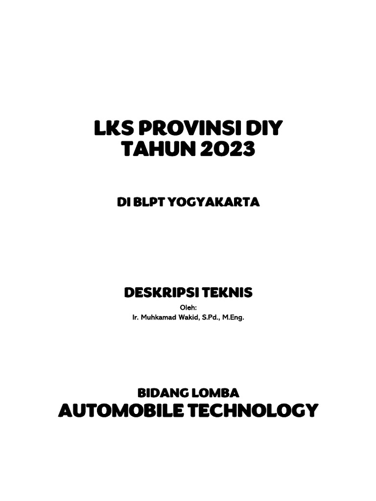 25a Automobile Technology - Deskripsi Teknis LKS DIY 2023 | PDF
