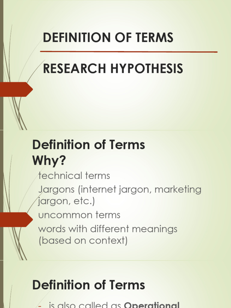 Definition of Terms and Research Hypothesis | PDF