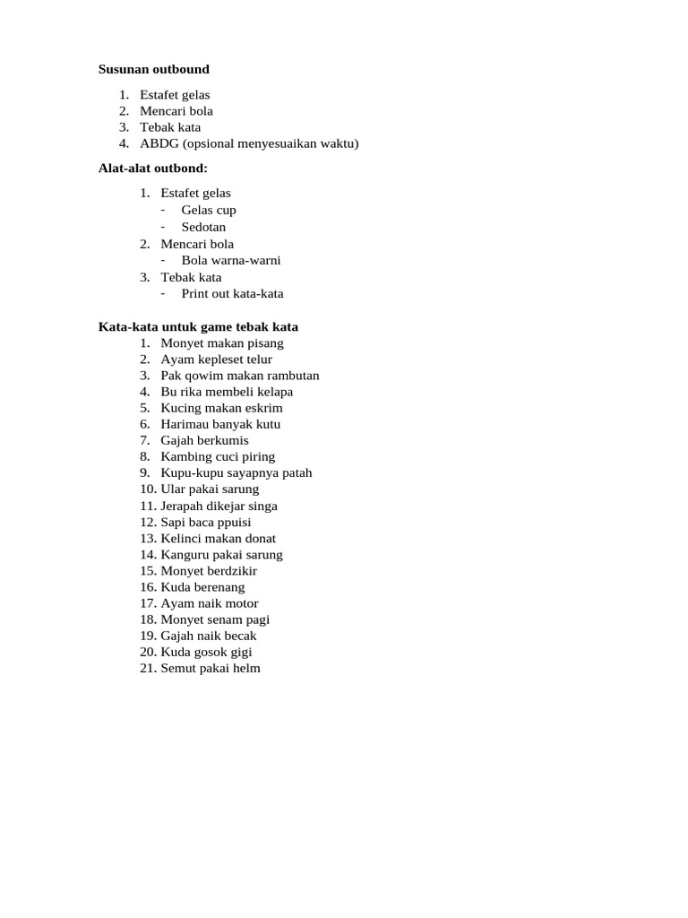 Susunan Outbound | PDF