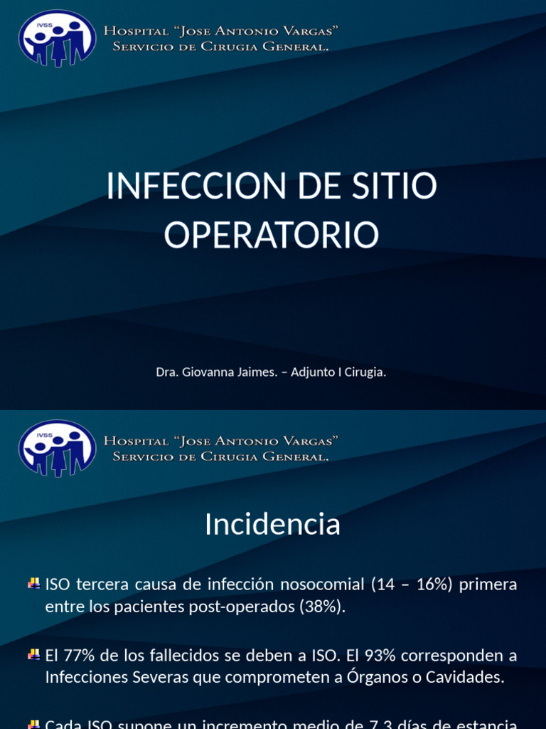 Infeccion Sitio Operatorio Dra Giovanna Jaimes | PDF | Cirugía | Autosuperación