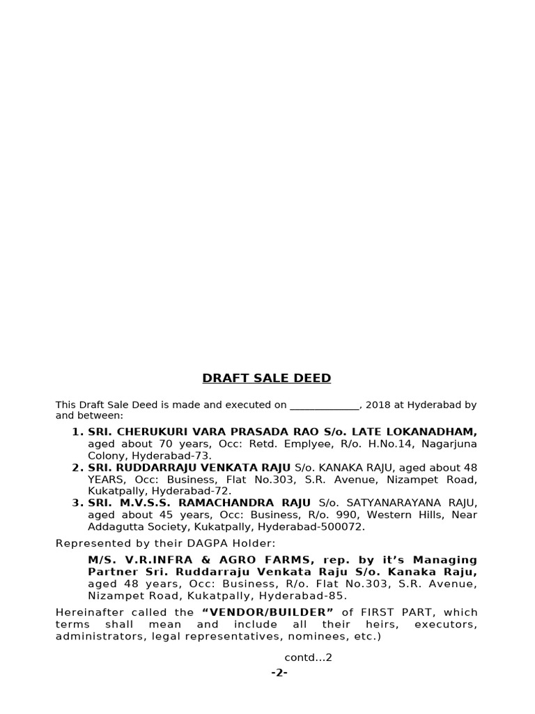 Draft Sale Deed | PDF | Law And Economics | Law