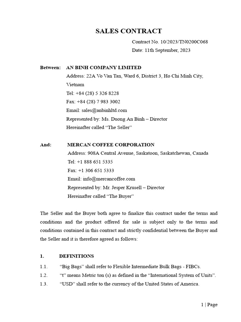 Group 3 - Sales Contract | PDF