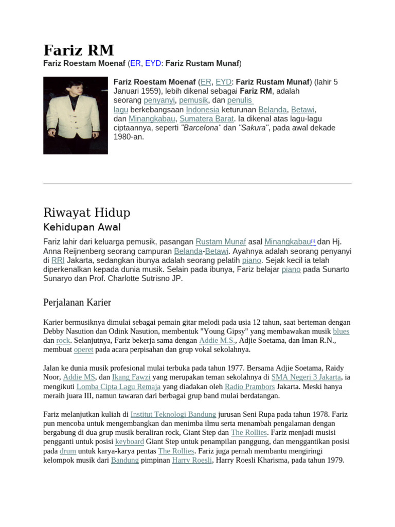 Biografi Fariz RM | PDF
