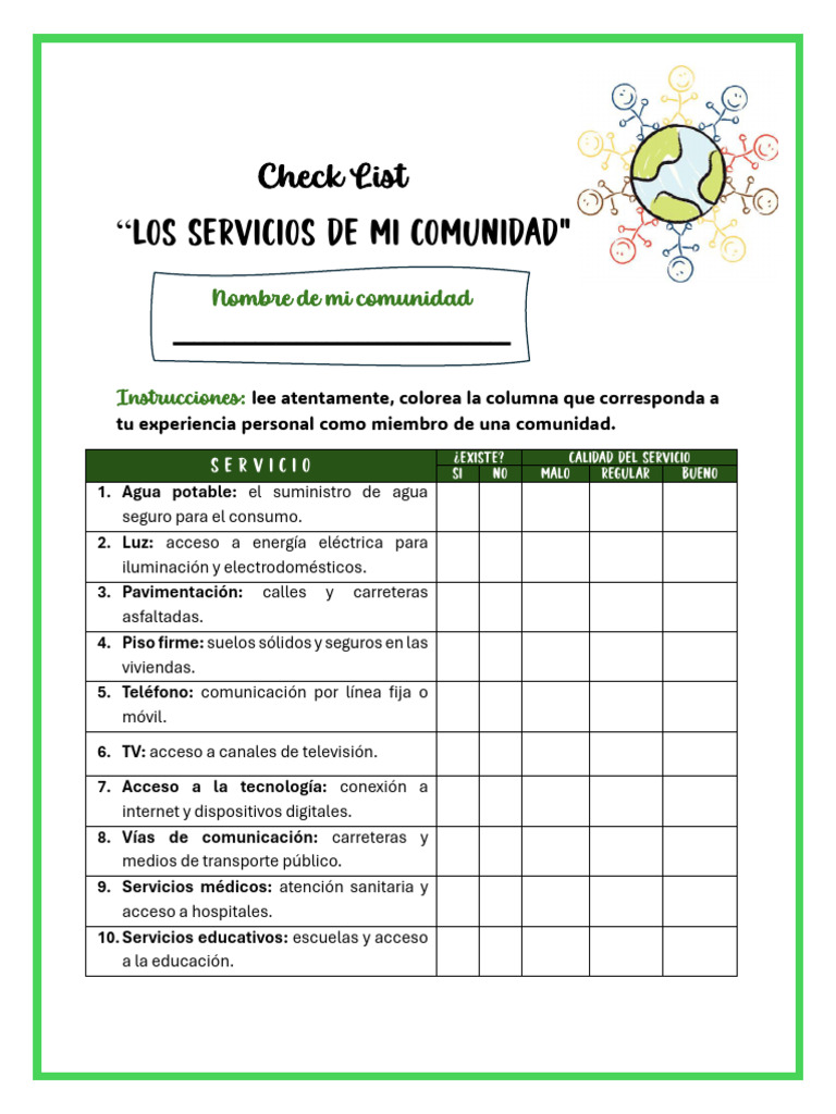 Check List Servicos de Mi Comunidad | PDF