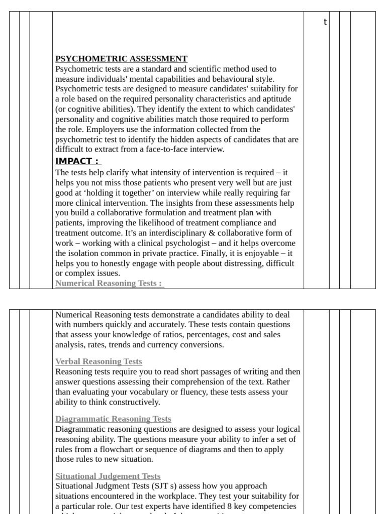 Psychometric Assessment Overview | PDF | Psychological Testing ...