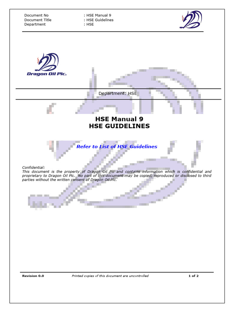 HSE Manual 9 - HSE Guidelines | PDF
