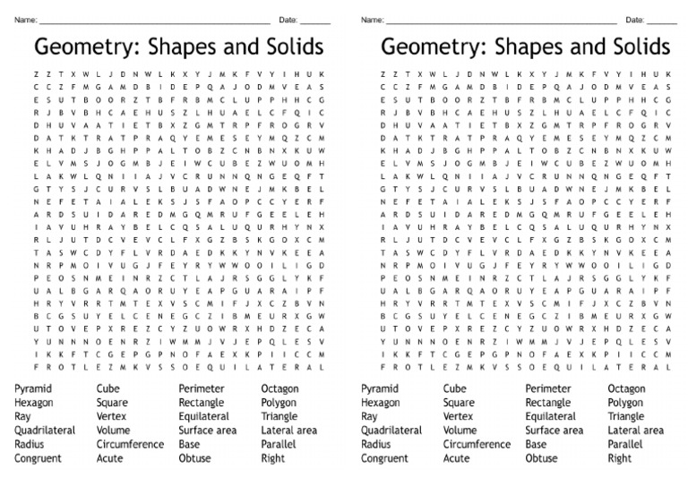 3d Worksheet Solid Figure Word Hunt | PDF