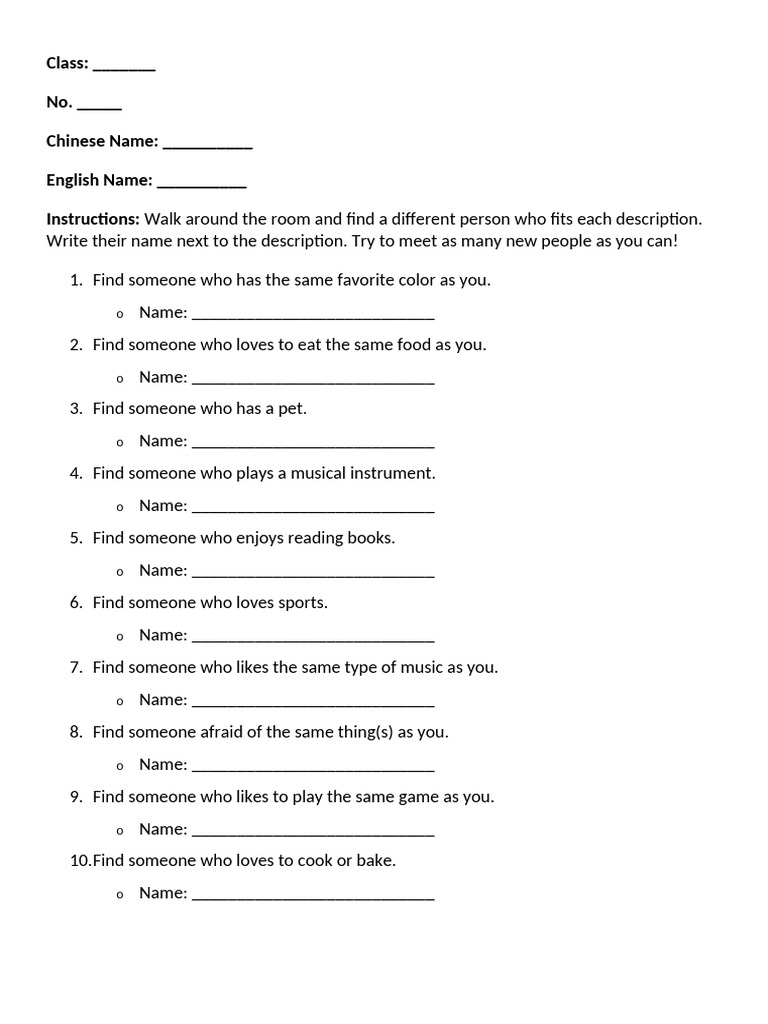 Getting to Know Each Other | PDF