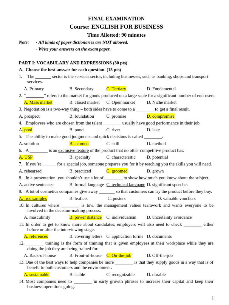 Sample Business English | PDF