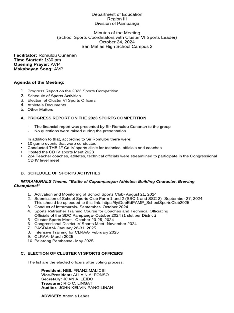 SCminutesofmeeting 2024 | PDF