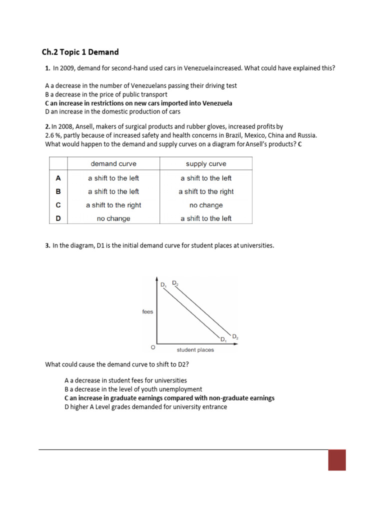 Ch.2 Topic 1 Demand | PDF