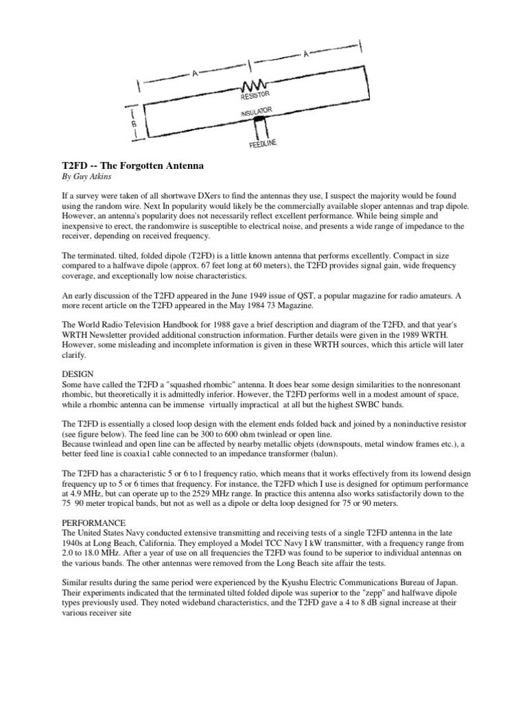 Antena T2FD | PDF | Antenna (Radio) | Coaxial Cable