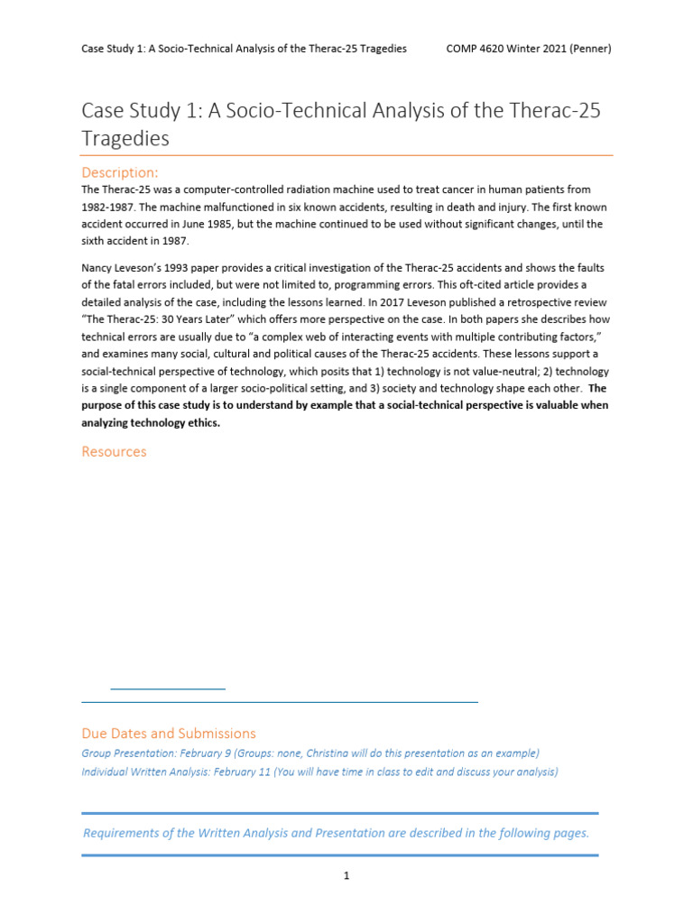 Case Study 1 - Therac | PDF