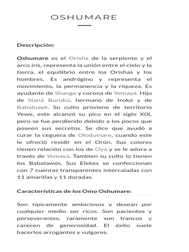 Oshumare | PDF