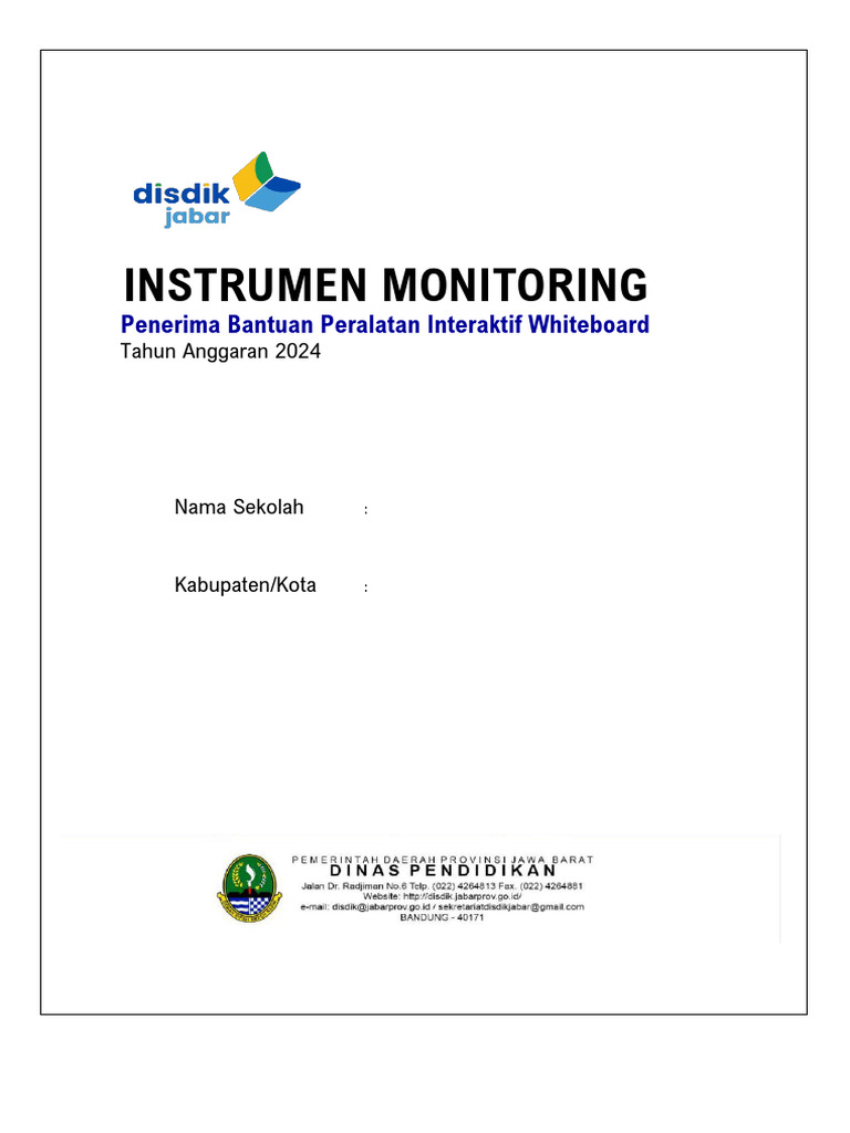 Instrumen MONEV Peralatan Interaktif Whiteboard | PDF