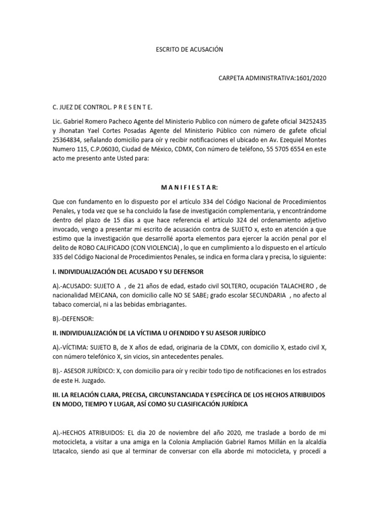 Escrito de Acusación | PDF