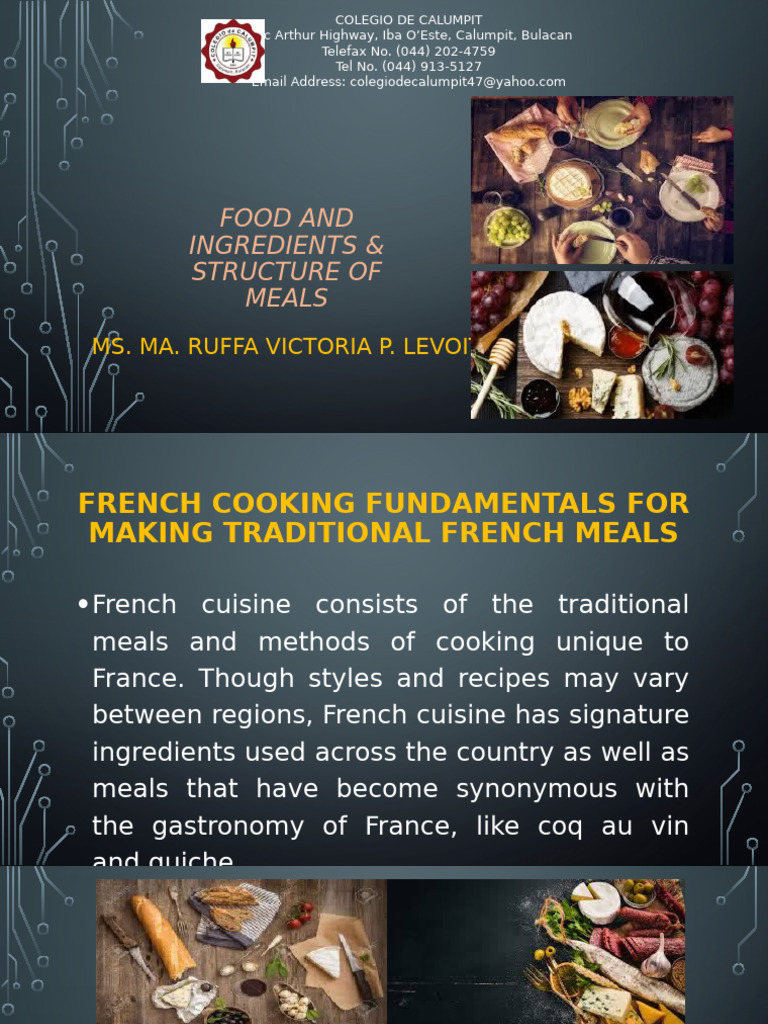 Lesson 3 Food and Ingredients Structure of Meals | PDF Lesson 3 Food and Ingredients Structure of Meals | PDF