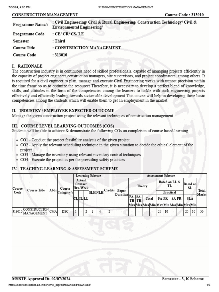 313010-Construction Management | PDF