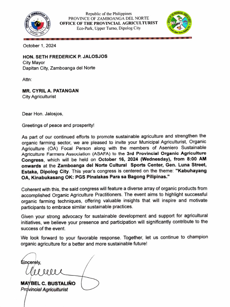 3RD POAC 2024 Communication Letter | PDF