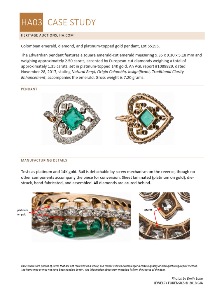 Case Study HA03 - Pendant Edwardian Emerald | PDF