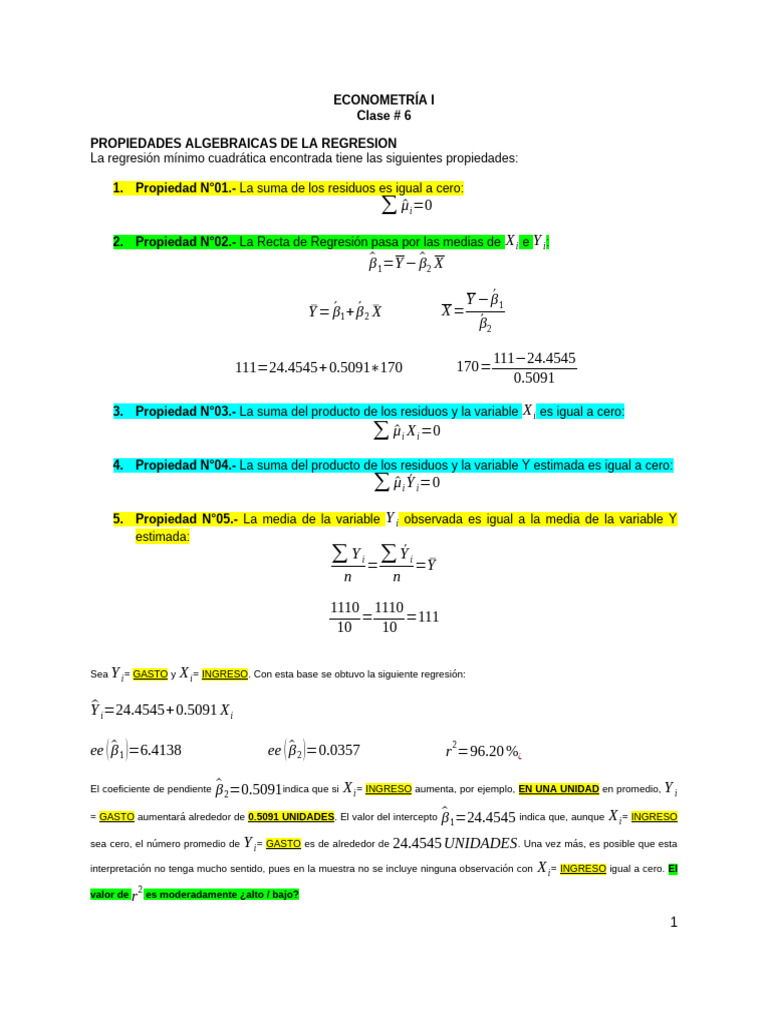 Clase N°06 Apendice Analisis Metodo MCO | PDF