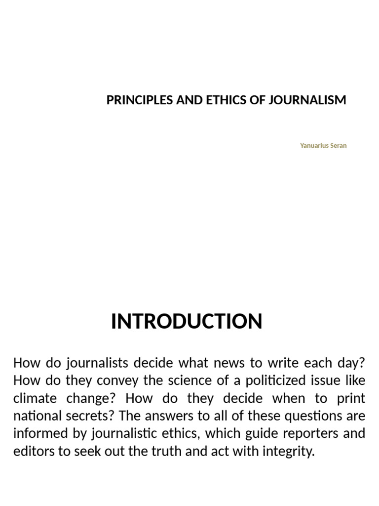Unit 2 Principels and Ethical Journalism | PDF