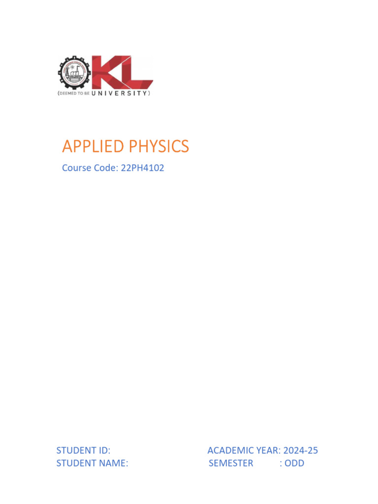 Lab Workbook Appl Phy 22ph4102 2024 25 Odd Sem 1 Pdf