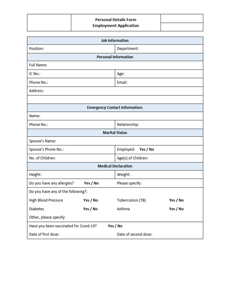 Personal Details - Application Form | PDF | Health Sciences | Epidemiology