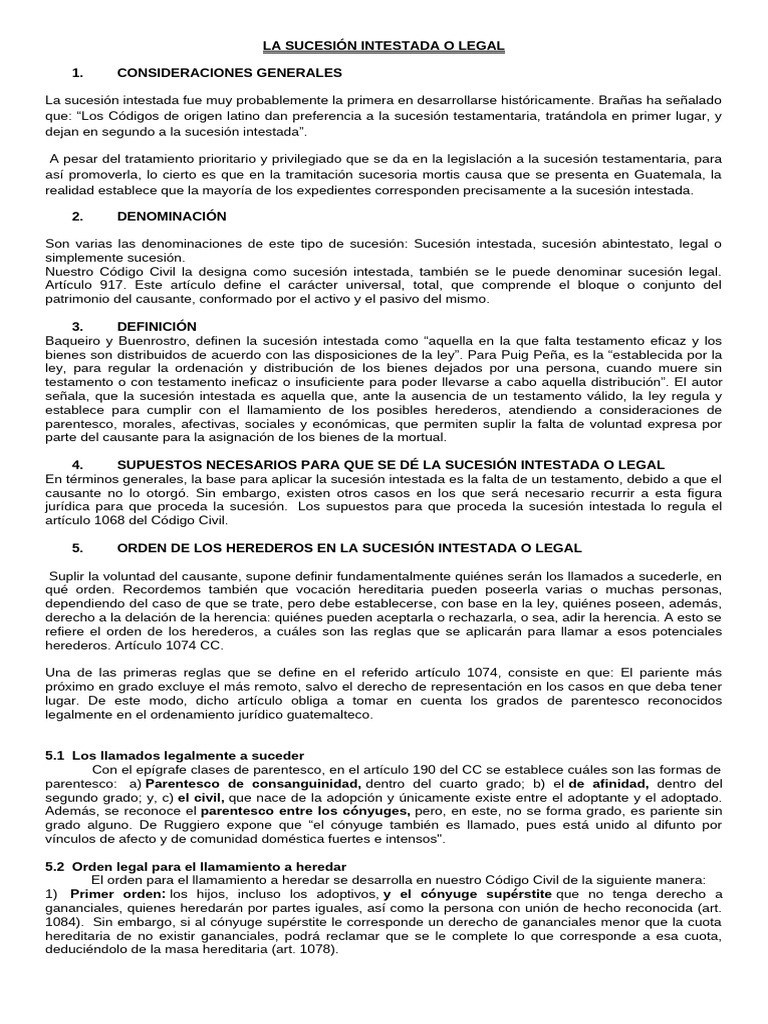 8 y 9 La Sucesión Intestada o Legal | PDF | Intestacy | Derecho