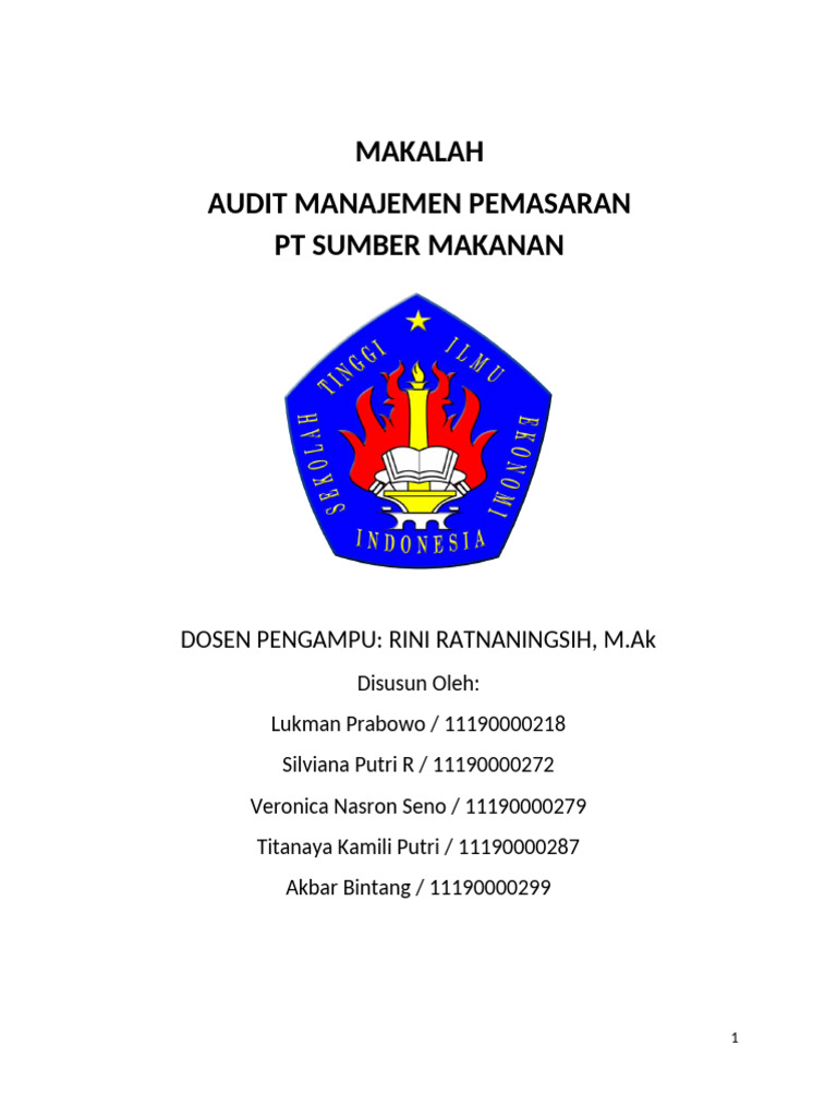 Makalah Manajemen Audit Pemasaran Kelompok 2 | PDF