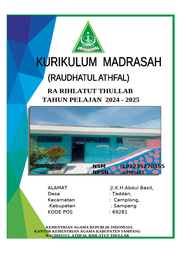 Halaman Sampul Kurikulum RA - RT | PDF