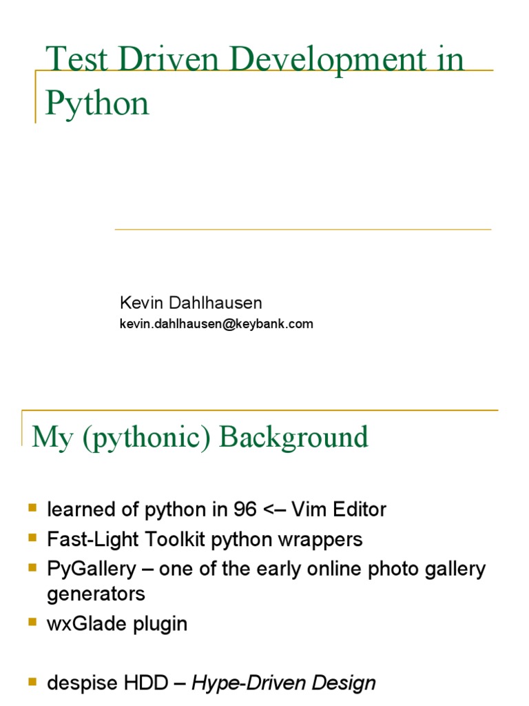 Test Driven Development in Python | PDF | Test Driven Development ...