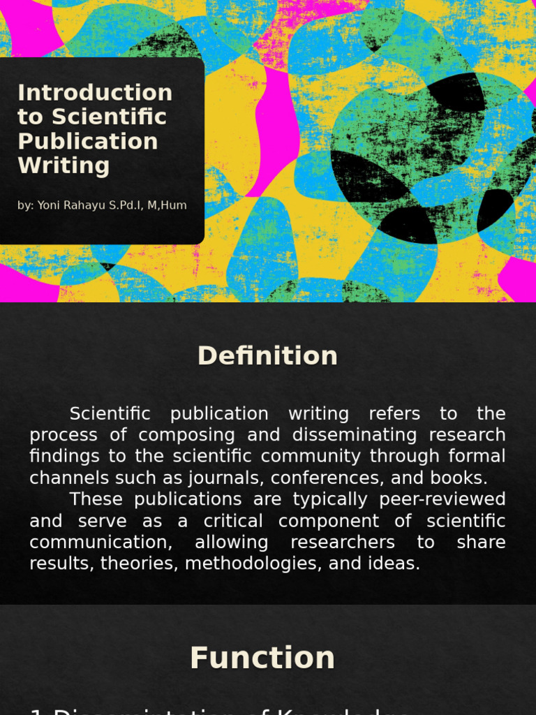 MEETING 1 - Introduction To Scientific Publication Writing | PDF