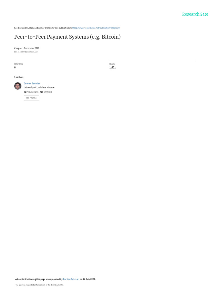 Schmidt 2019 Peer to Peer Payment Systems | PDF