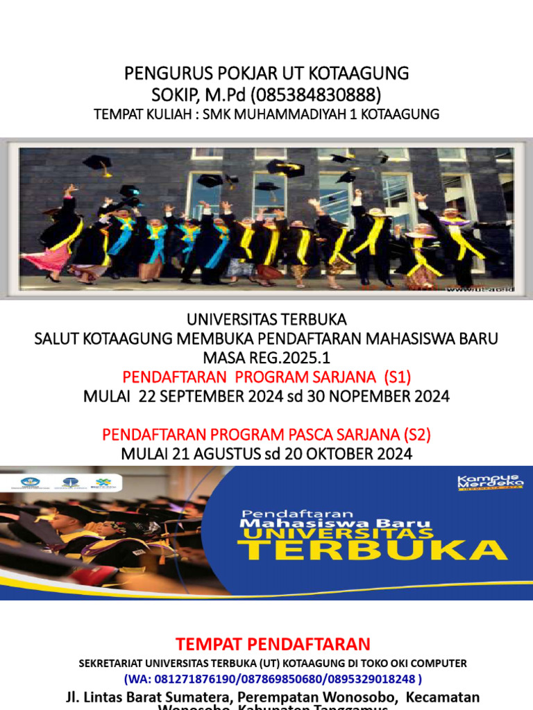 Brosur Ut Kotaagung Si Dan S2 Masa Registrasi 2025.1 | PDF