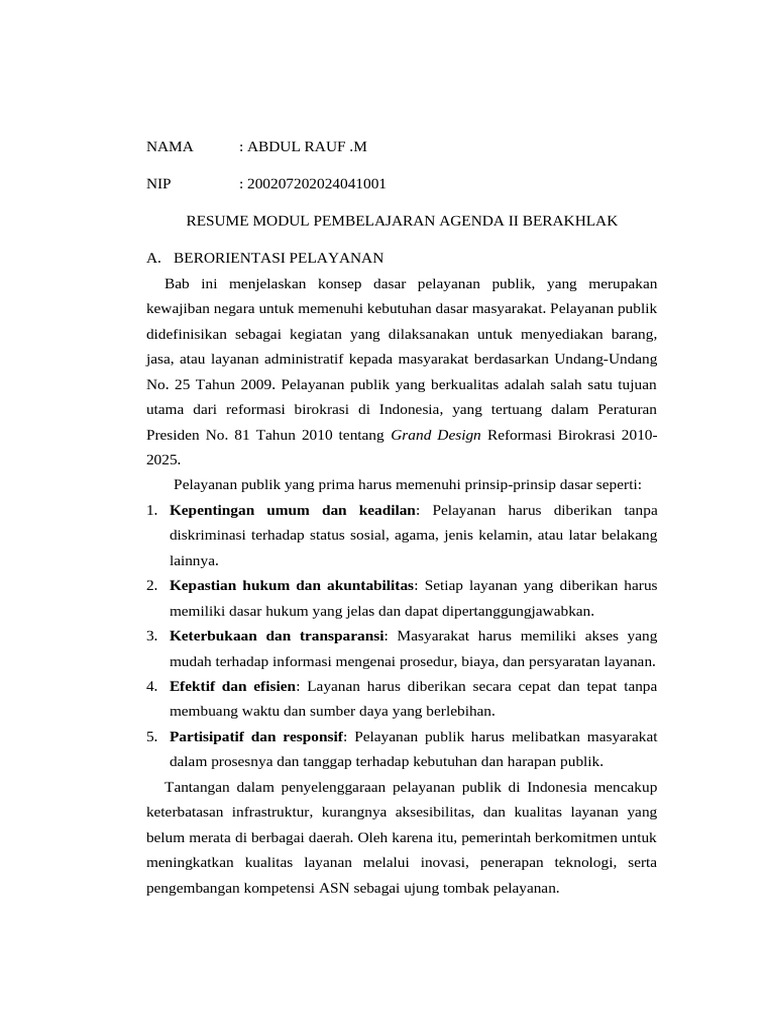 Resume Modul II BerAKHLAK | PDF