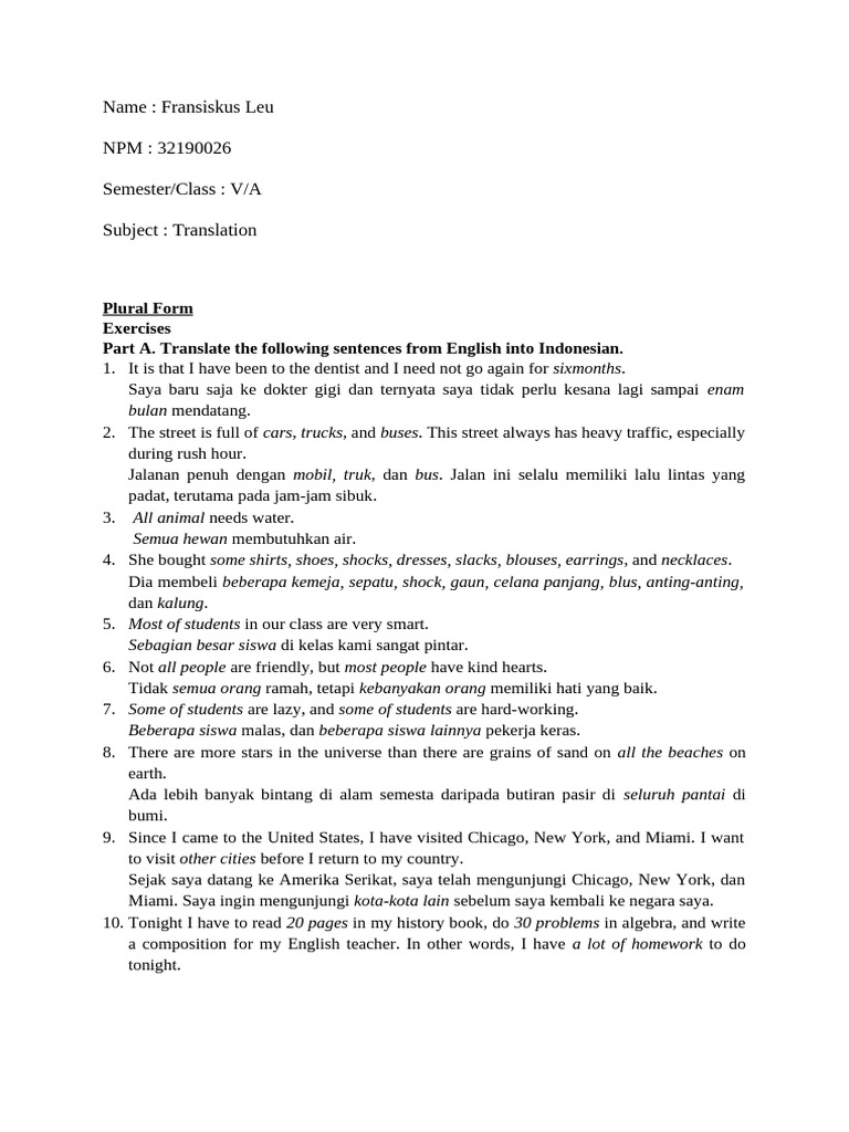 Translation Practice | PDF