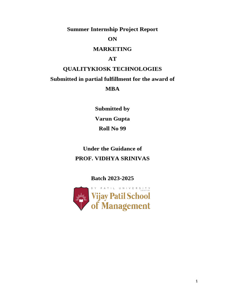 Varun Black Book Project MBA | PDF