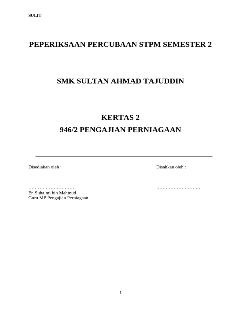 Soalan Percubaan pp2 Sem 2 2022 | PDF
