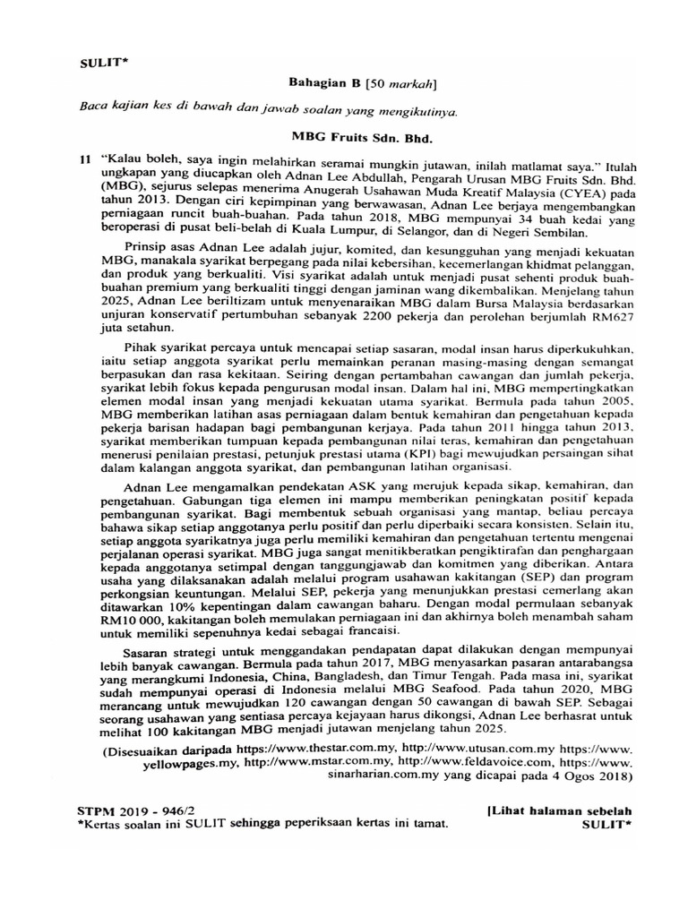 KAJIAN KES 2022 PERCUBAAN skema jawapan | PDF