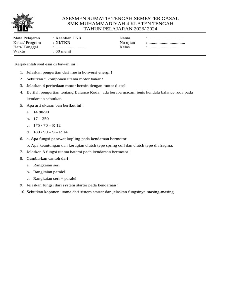 Format Penulisan Soal | PDF