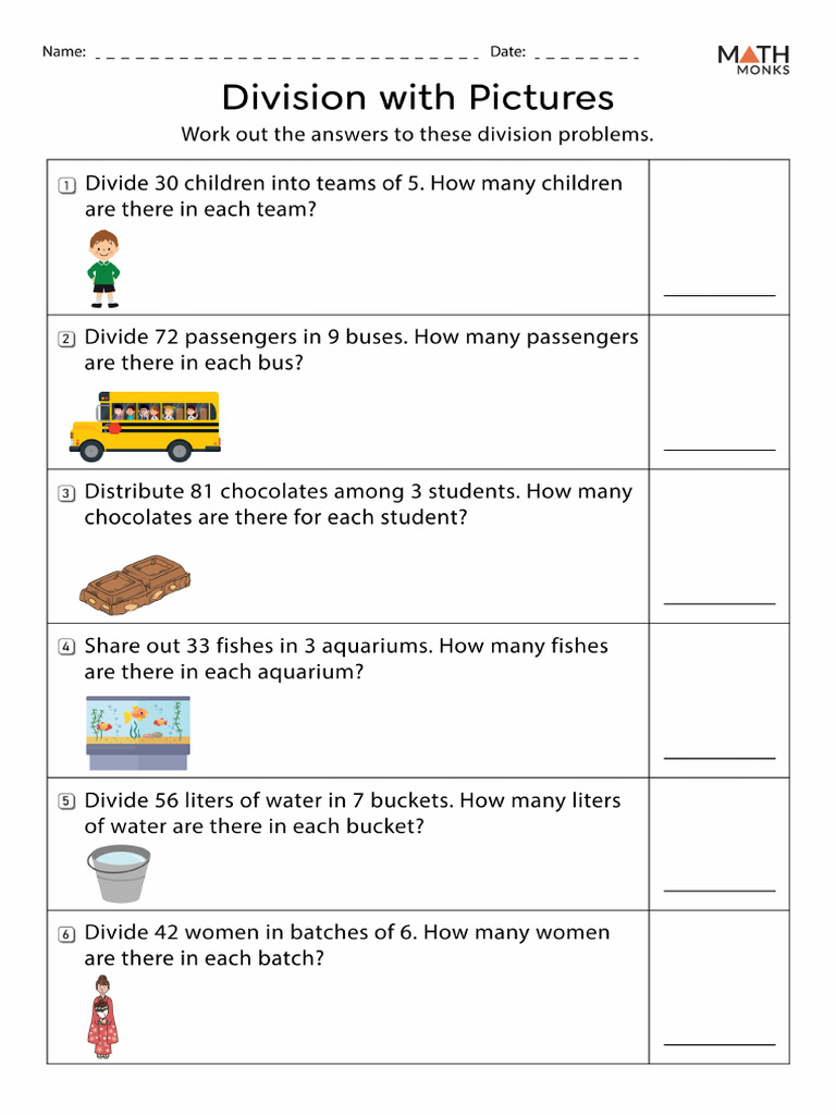 Division Worksheets Grade 3 With Pictures | PDF