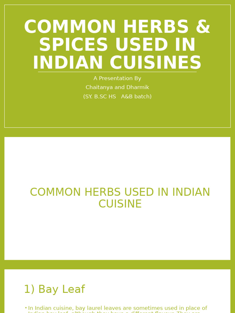 Common Herbs and Spices Used in Indian Cooking | PDF