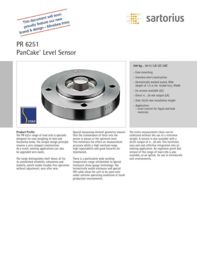 Load Cell Silo Sartorius PR6251 | PDF