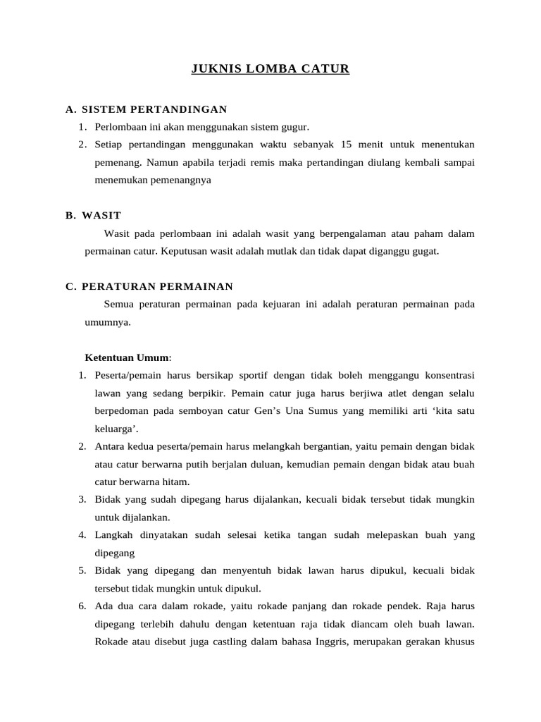 Juknis Lomba Catur | PDF