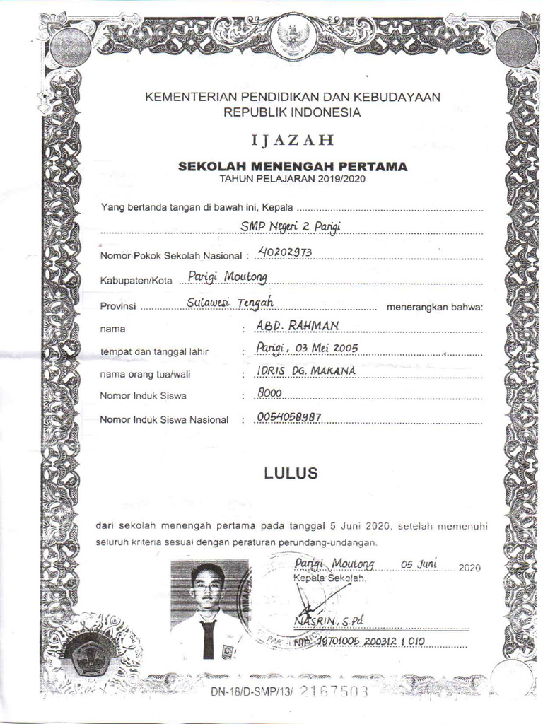 Fc Ijazah Abdul Rahman | PDF