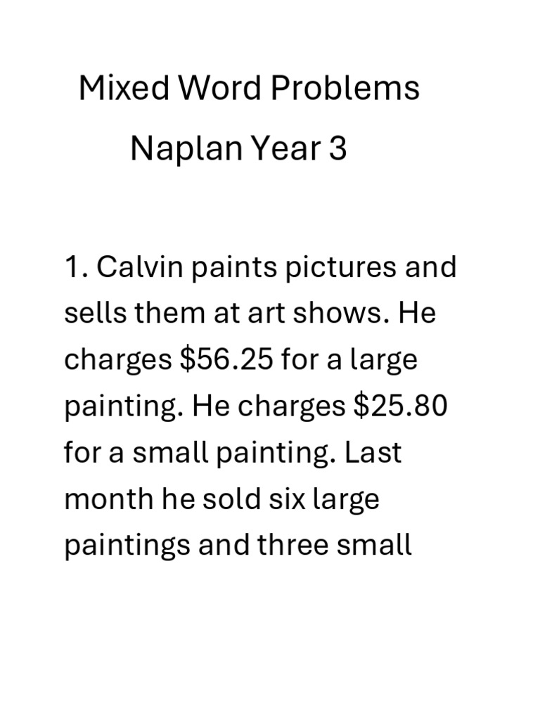 Naplan word problems 202 | PDF