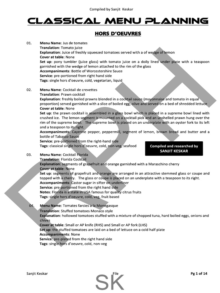 Classical Menu Bank | PDF