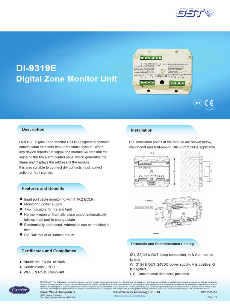 Digital Zone Monitor Unit: Description Installation | PDF